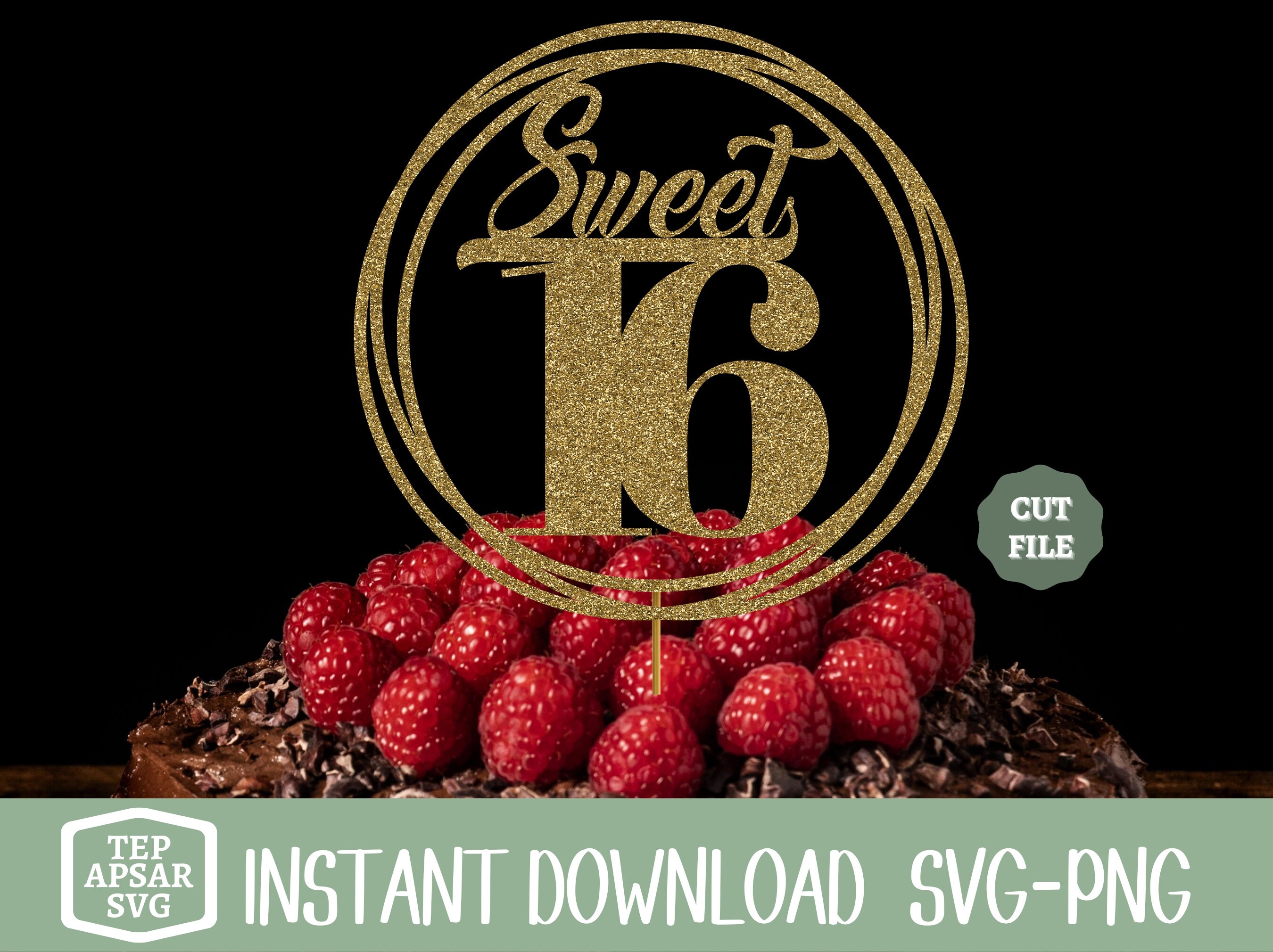 Sweet 16 Cake Topper SVG Sweet 16 SVG Feliz Cumpleanos Svg - Etsy