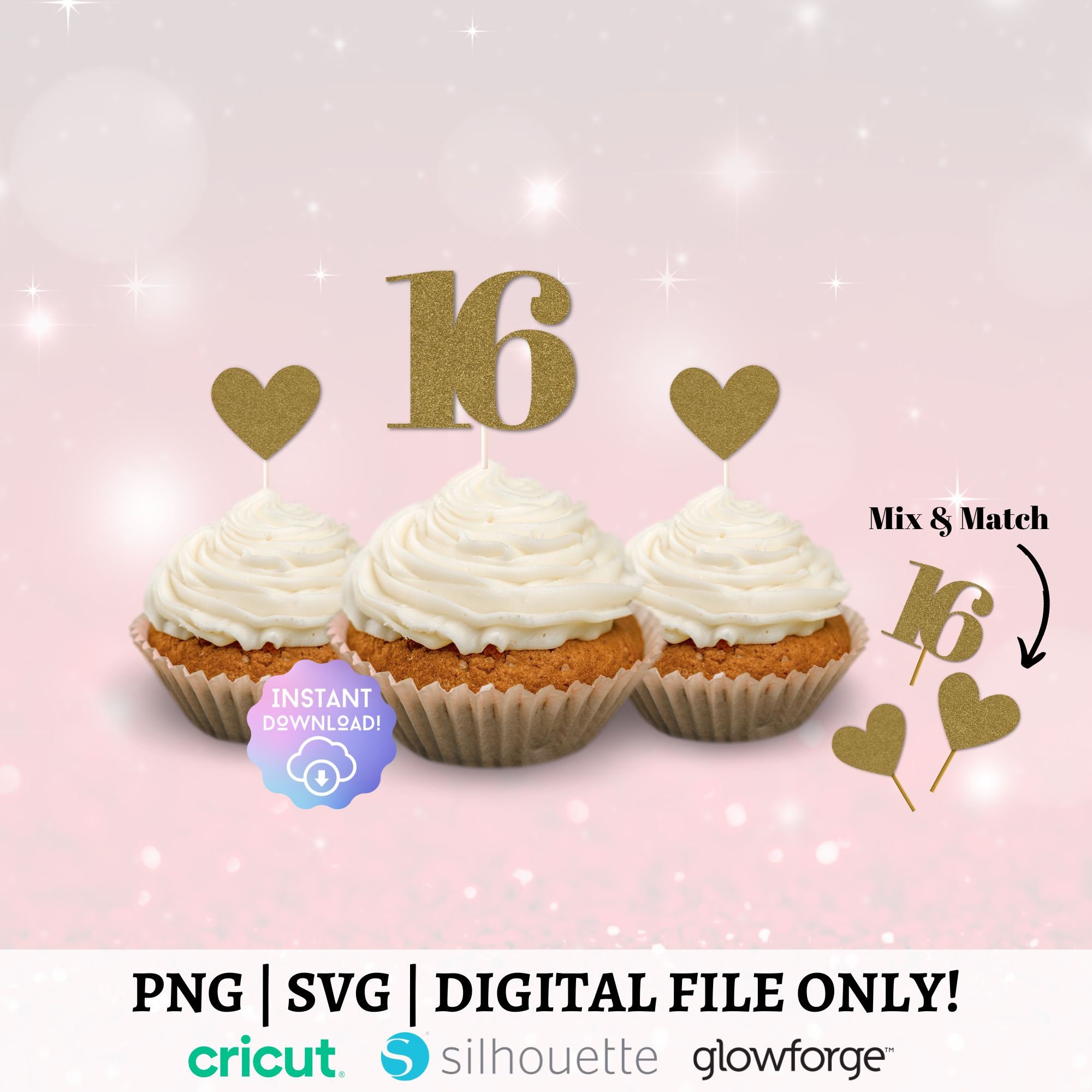 Sweet 16 Cake Topper SVG, Sweet 16 SVG, Feliz Cumpleanos Svg, Happy ...