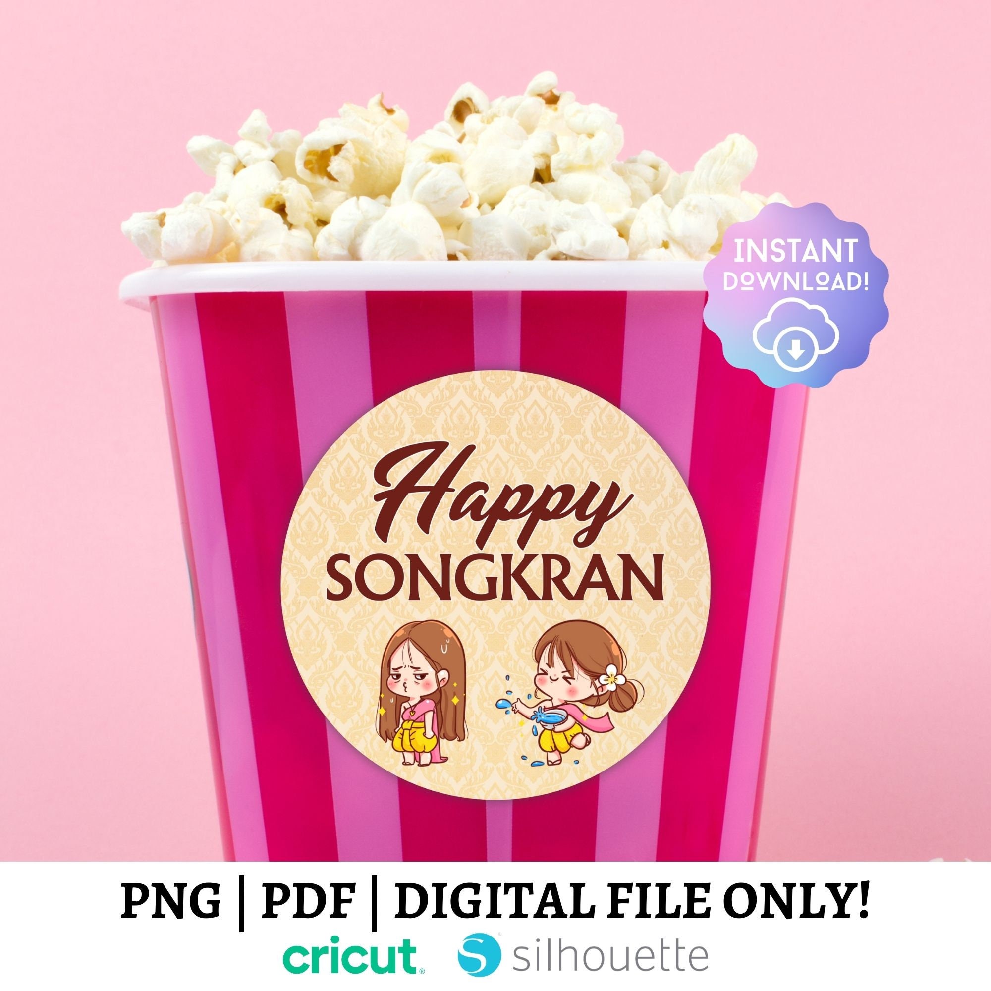 Happy Songkran Gift Tag Template: Thai New Year Stickers (digital Cut ...