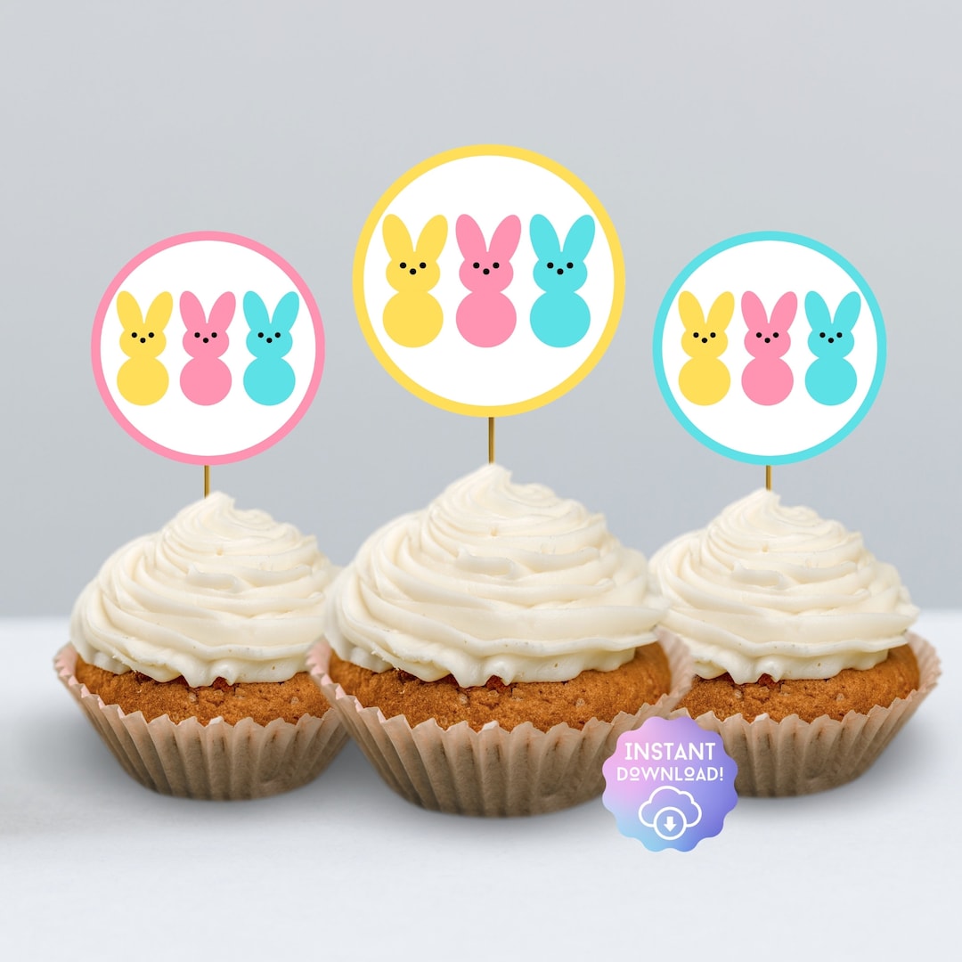 Happy Easter Cupcake Topper, Easter Cake Topper PDF, Cake Decoration ...