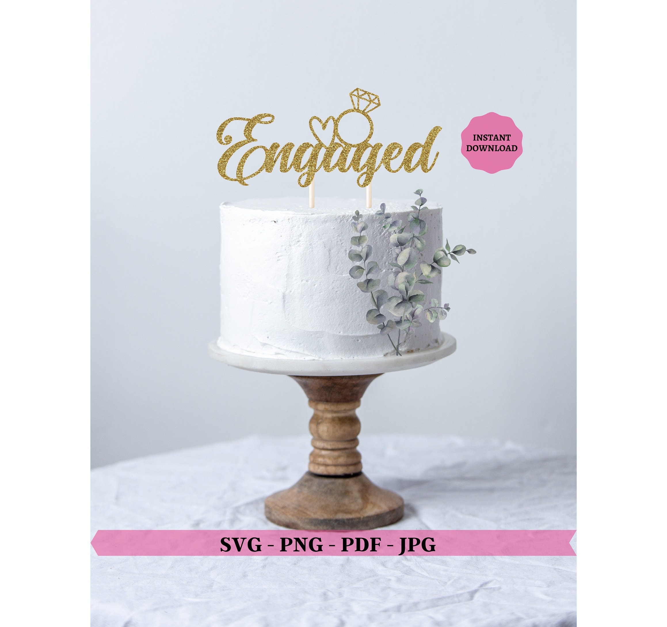 Engaged SVG We're Engaged SVG Engaged Cake Topper | Etsy