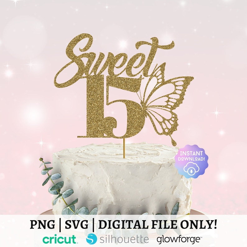 Sweet 15 SVG, Mis Quince Cake Topper SVG, Quince Anos, Feliz Cumpleanos ...
