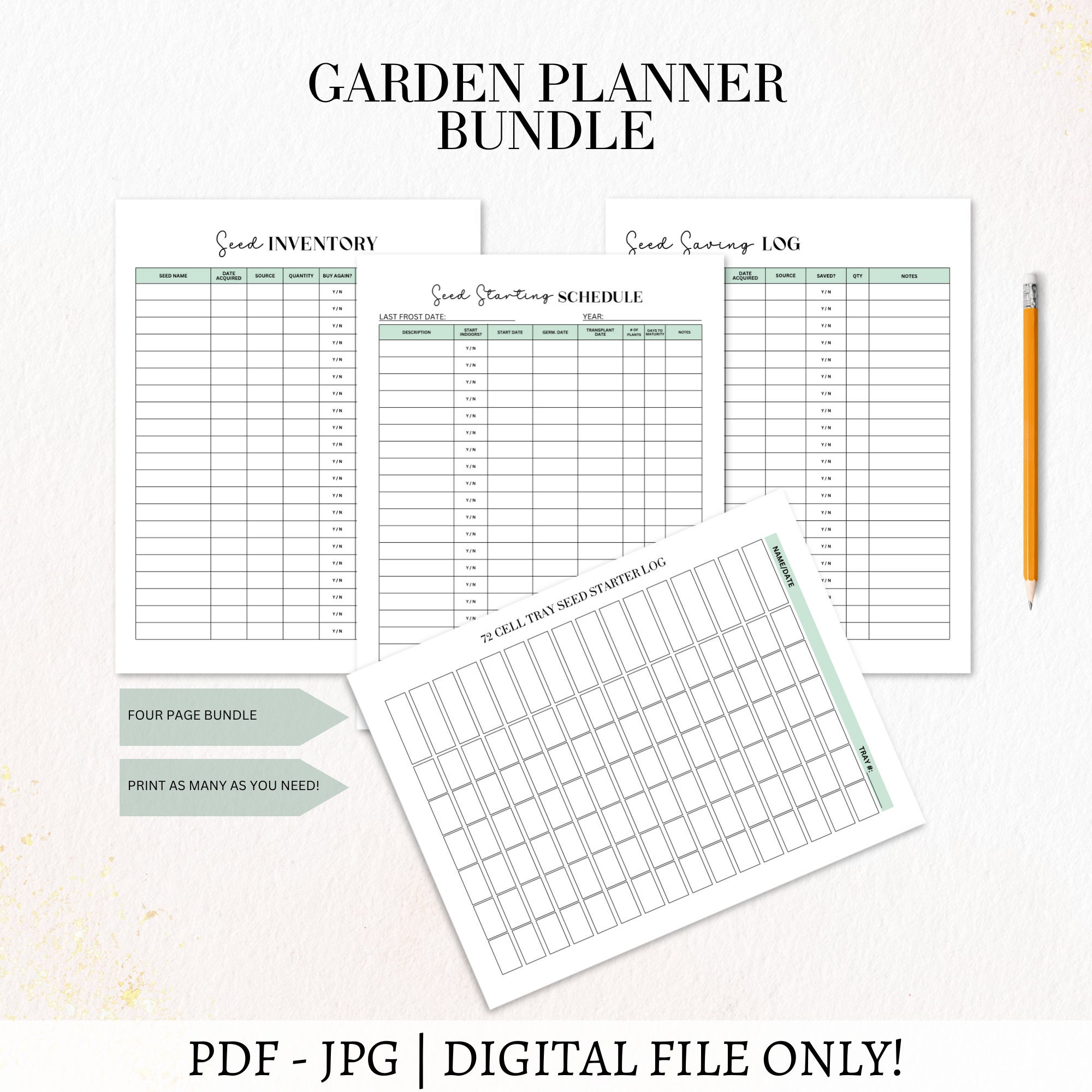 Seed Starting Spread Sheet I Seed Inventory I Garden Planner Printable ...