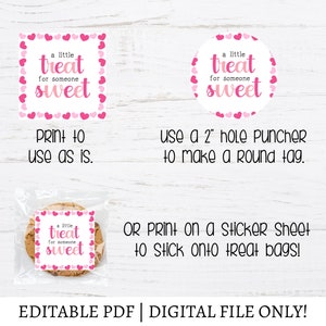 Valentine's Day Gift Tag Template, Cookie Tags, Sweet Treat Printable ...