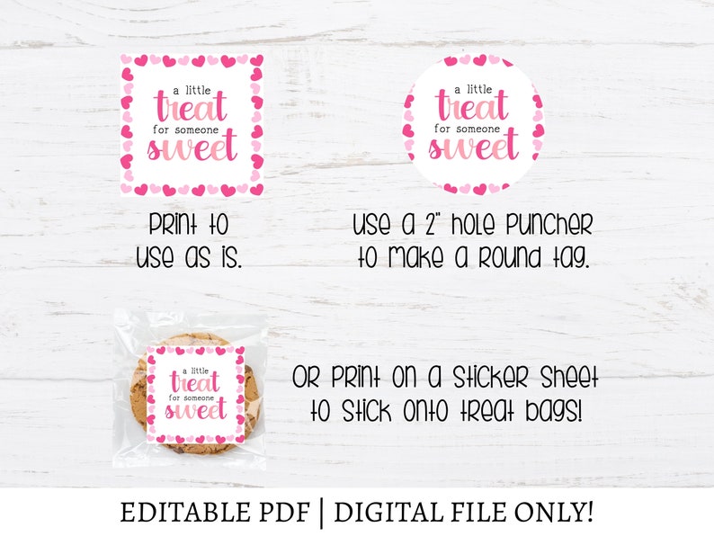 Valentine's Day Gift Tag Template, Cookie Tags, Sweet Treat Printable ...