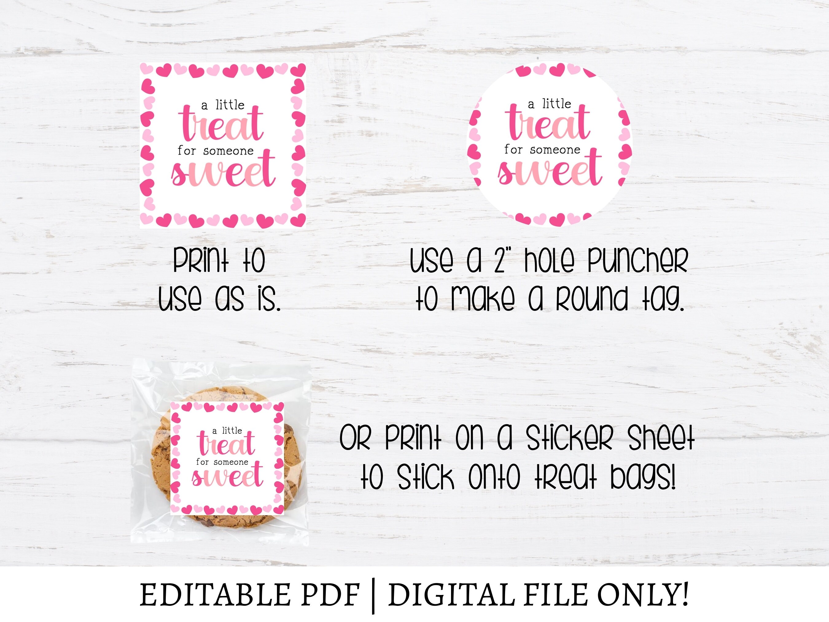 Valentine's Day Gift Tag Template, Cookie Tags, Sweet Treat Printable ...