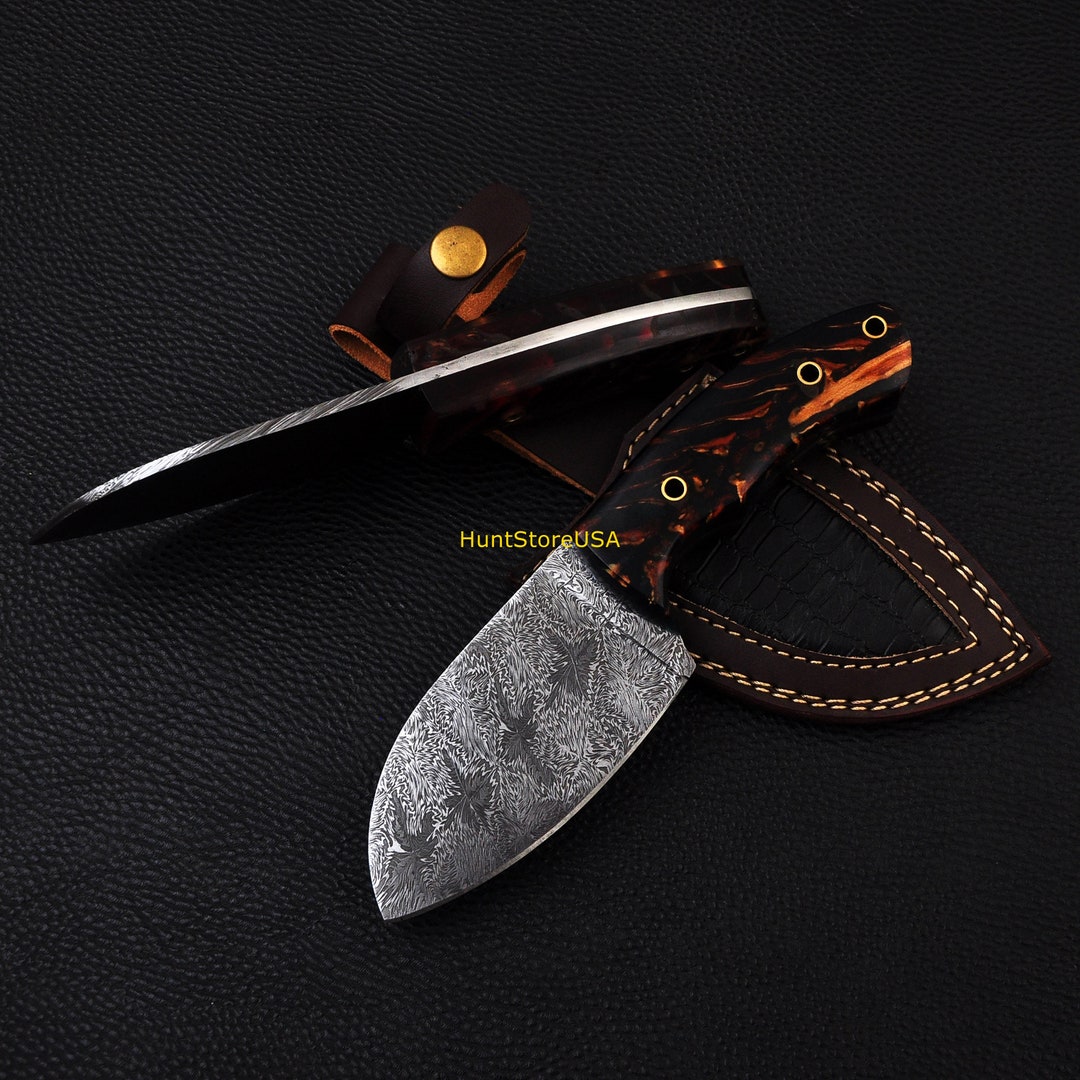 Knife New Amazing Mosaic Damascus Skinning Hunting Knife Handmade ...