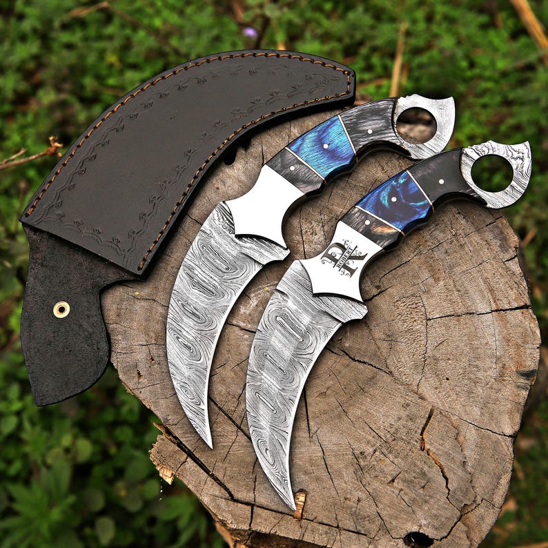 Handmade Hunitng Karambit Knife and Sheath Valorant Karambit Damascus ...