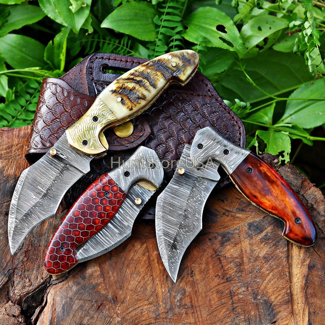 Unique Handmade Pocket Knife Damascus Folding Knife Handmade Gift ...
