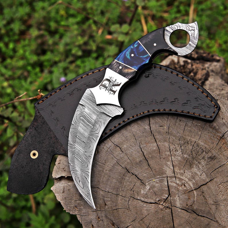 Handmade Hunitng Karambit Knife and Sheath Valorant Karambit Damascus ...