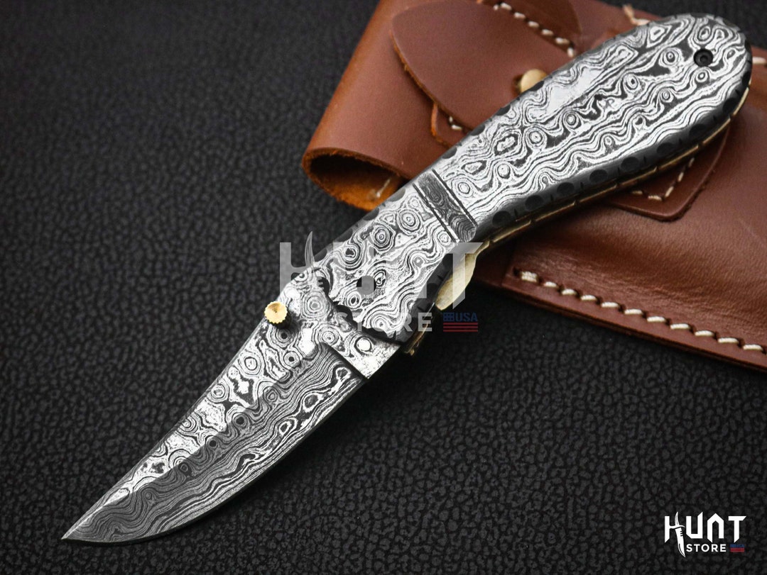 Unique Handmade Pocket Knife Damascus Folding Knife Handmade Gift ...