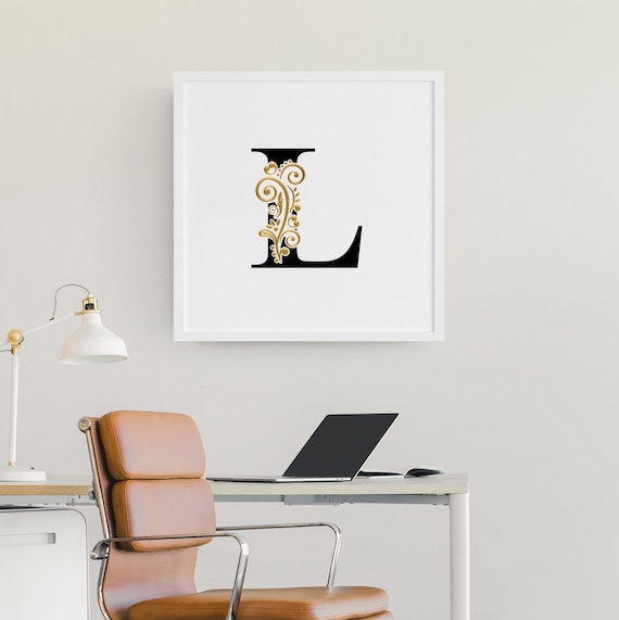 Ornate Letter L Monogram Printable Initial Instant | Etsy