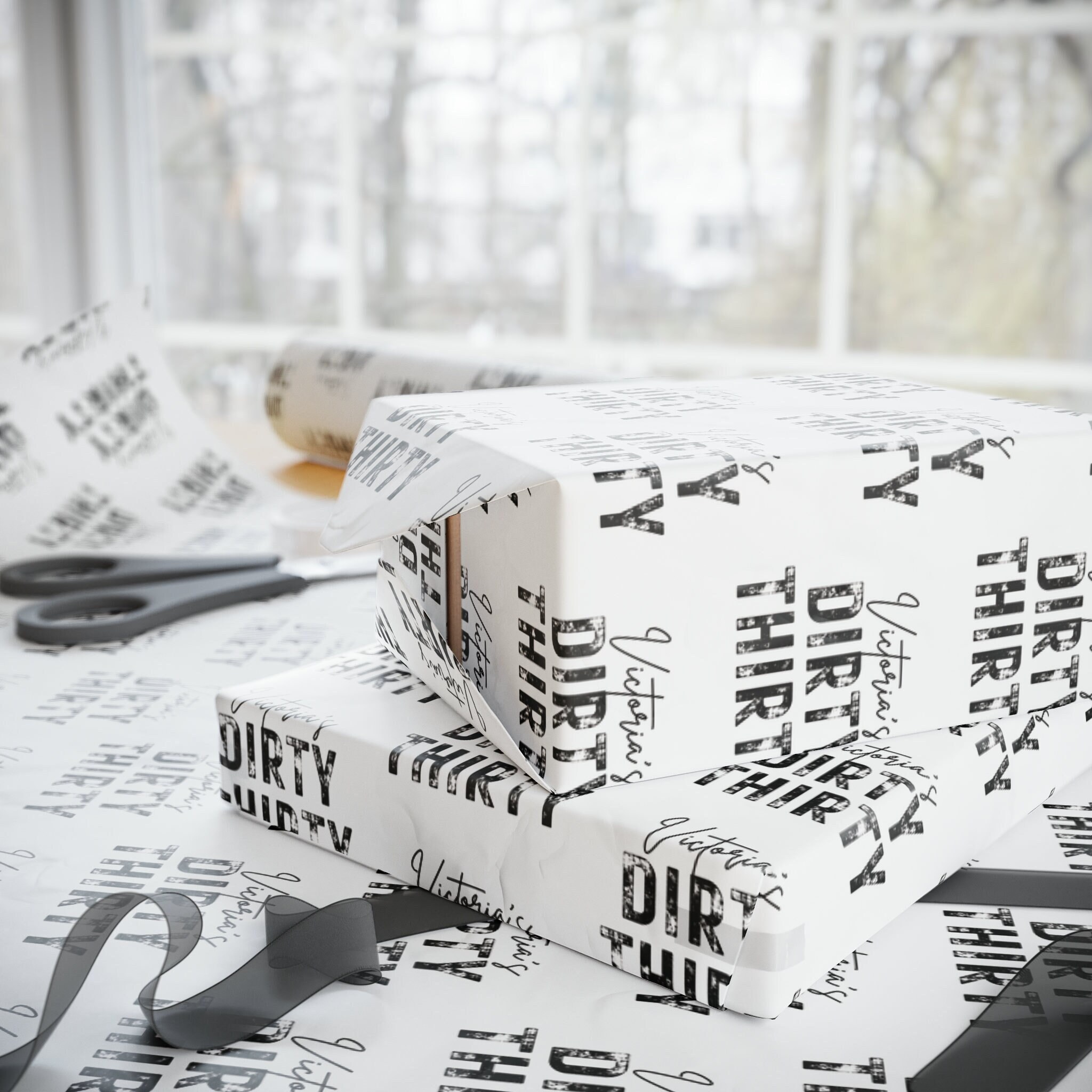 30th Birthday Wrapping Paper, Dirty Thirty Personalized Wrapping Paper ...