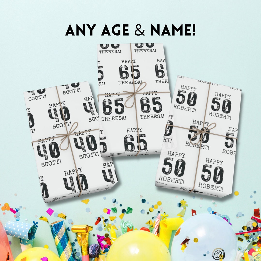 Birthday Wrapping Paper Personalized Any Age and Name, Personalized ...