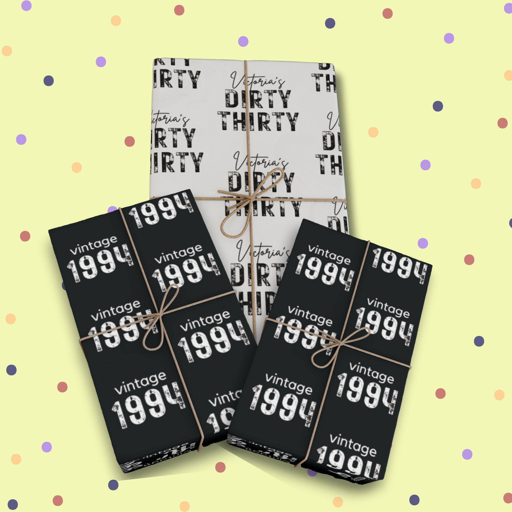 30th Birthday Wrapping Paper, Dirty Thirty Personalized Wrapping Paper ...