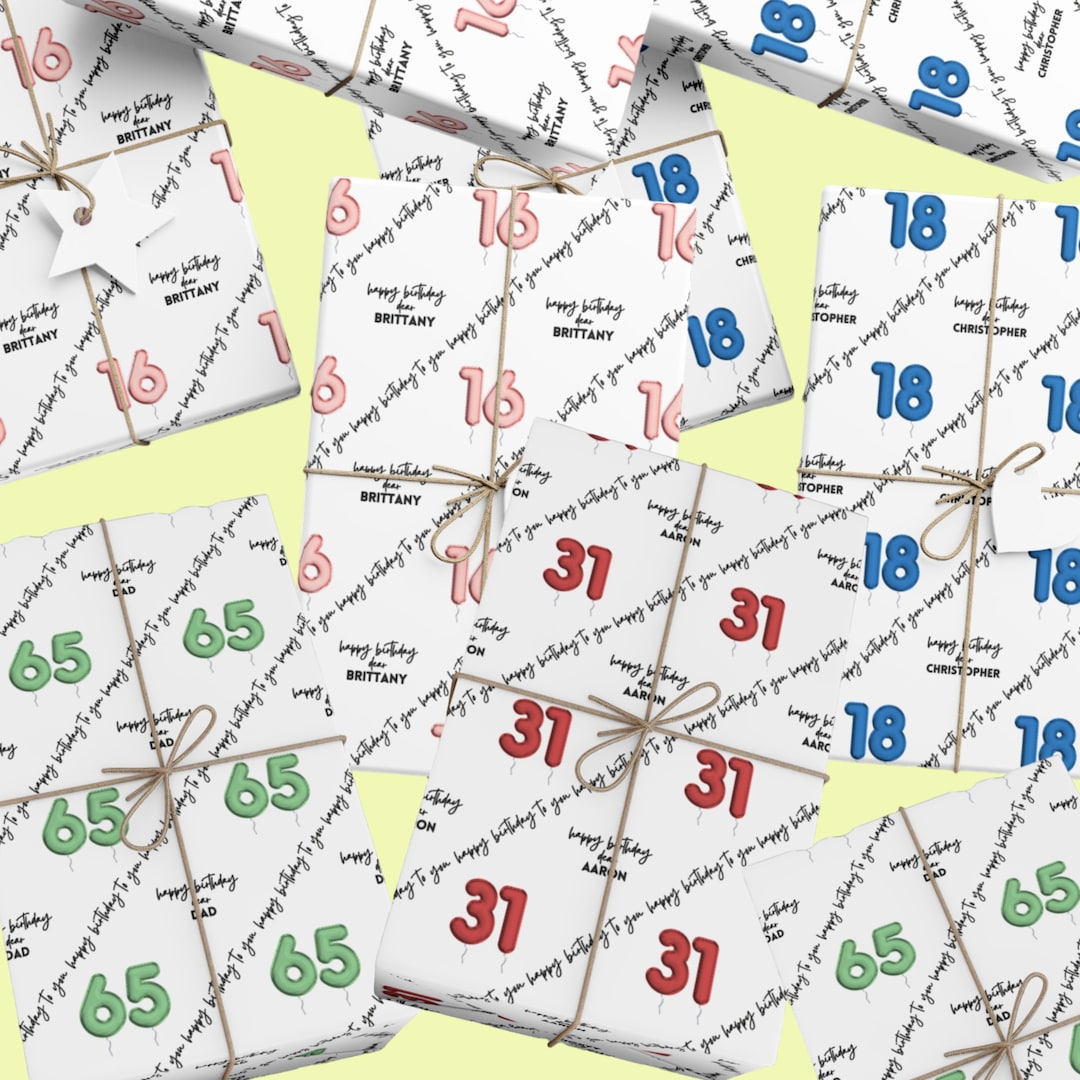 Custom Birthday Gift Wrap With Photo Personalized Birthday Wrapping ...
