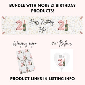 21st Birthday Decorations Custom Table Runner Champagne Theme ...