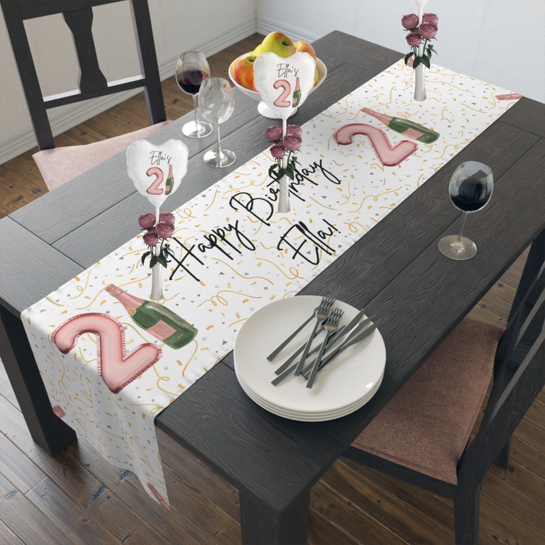 21st Birthday Decorations Custom Table Runner Champagne Theme ...