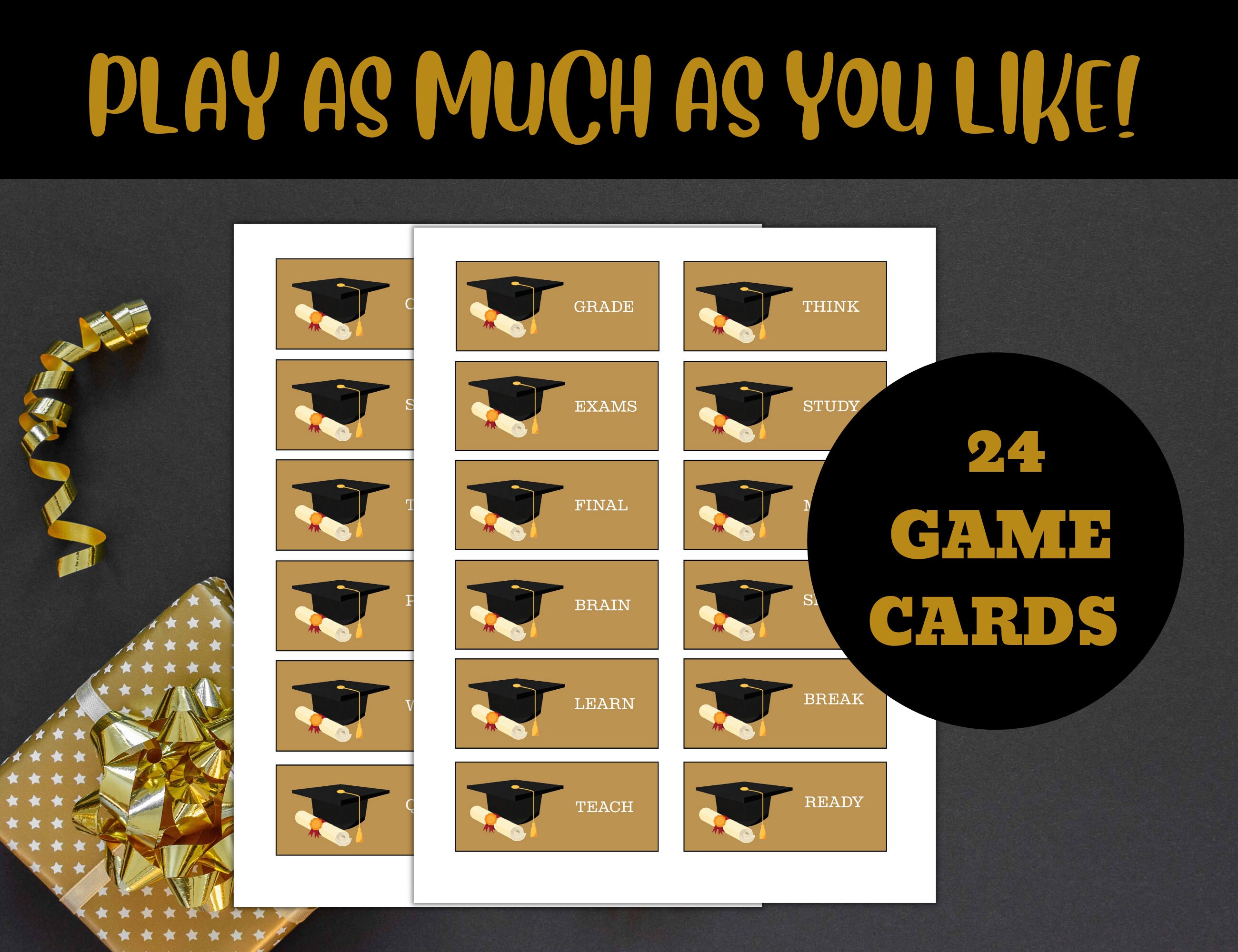 Caps off to Graduation: A Fun and Festive Word Printable Game - Etsy