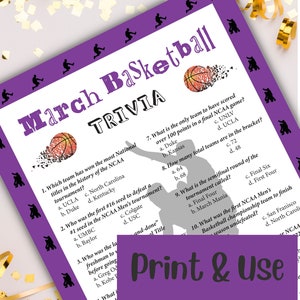 Slam Dunk March Basketball Printable Trivia Game | Basketball Party ...