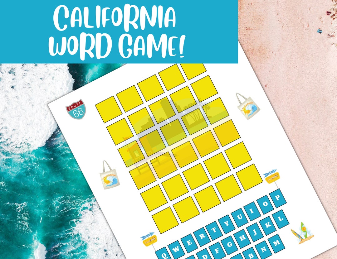 California Dreaming Word Game Printable Game Word Search Party Game ...