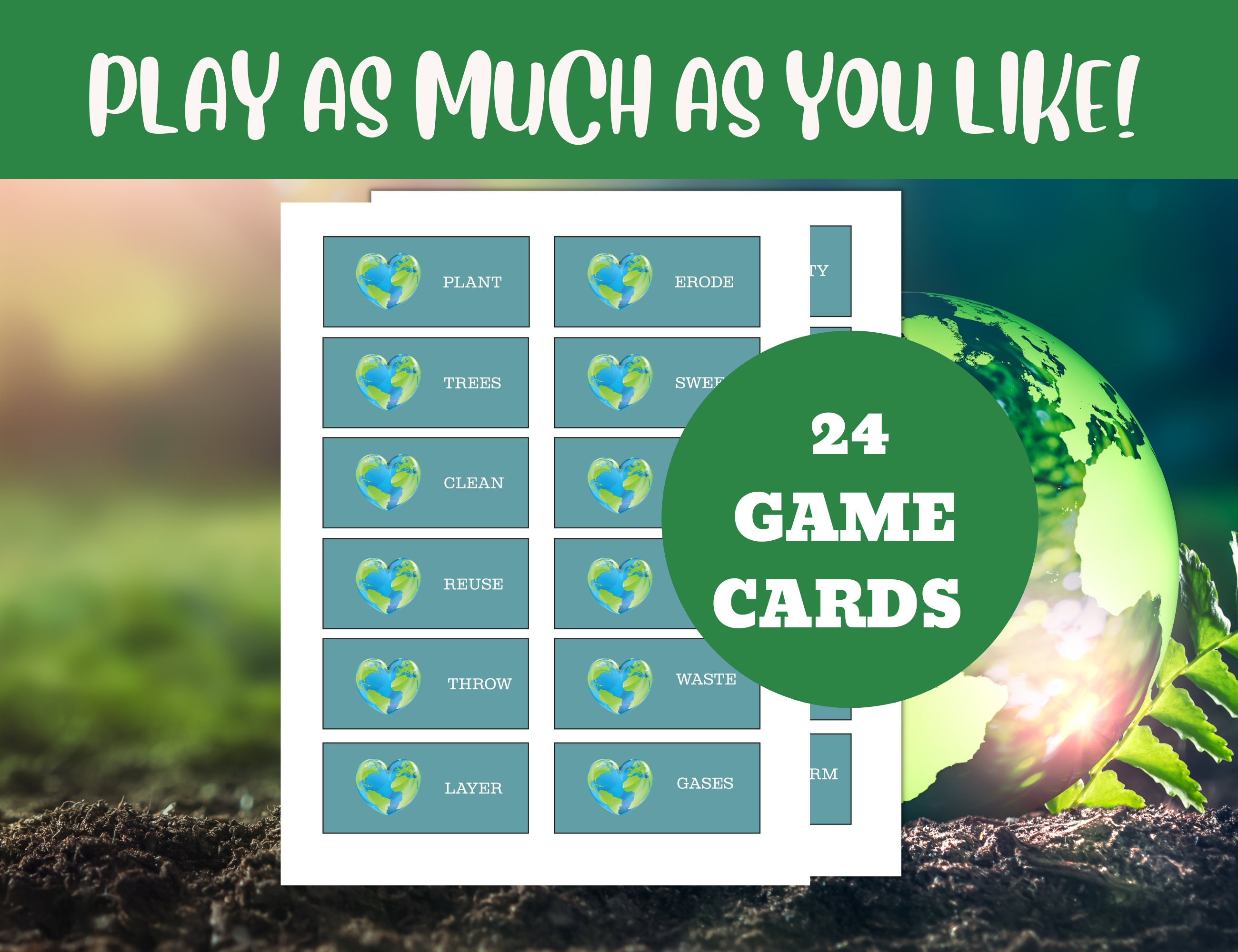 Earth Day Word Hunt Game Party Games Trivia Games Games for Kids Games ...