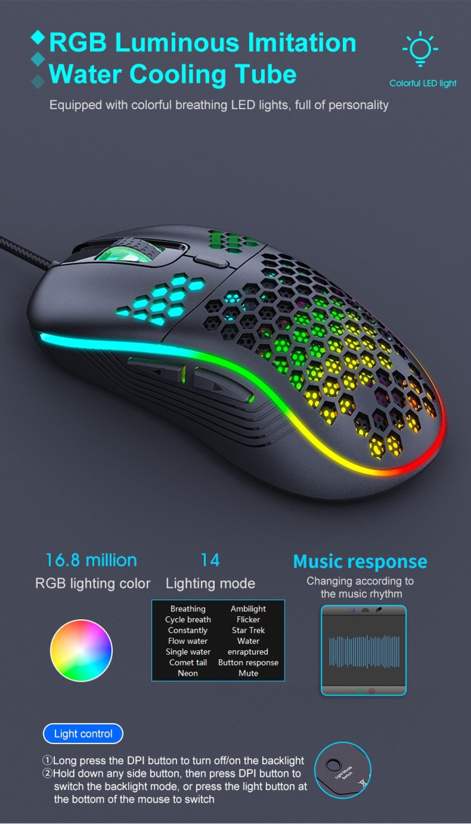 Gamer Mouse Ergonomic Mouse RGB Lighting 7200 DPI - Etsy