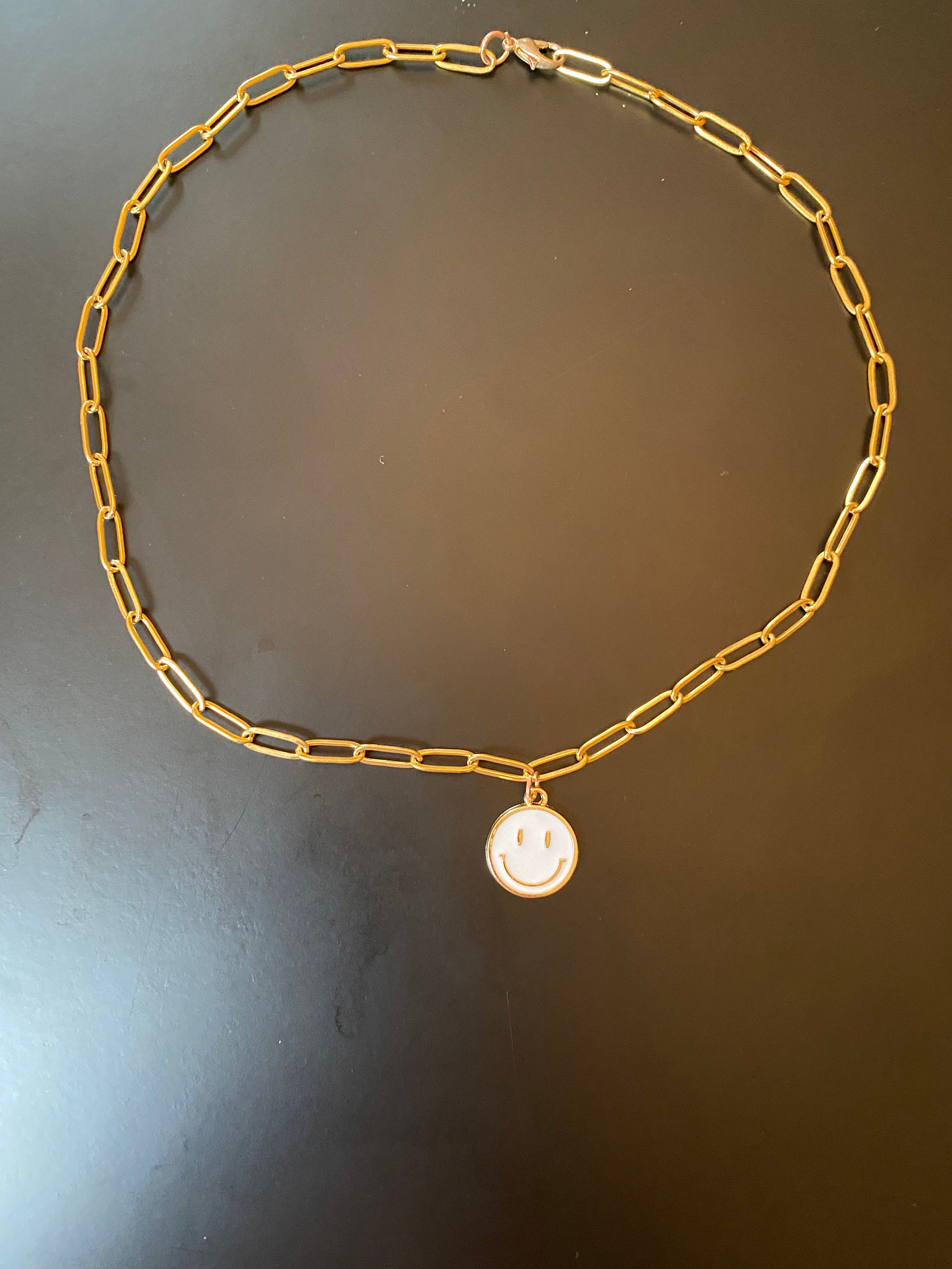 14k Gold Plated Smiley Face Paper Clip Necklace Cute Preppy - Etsy