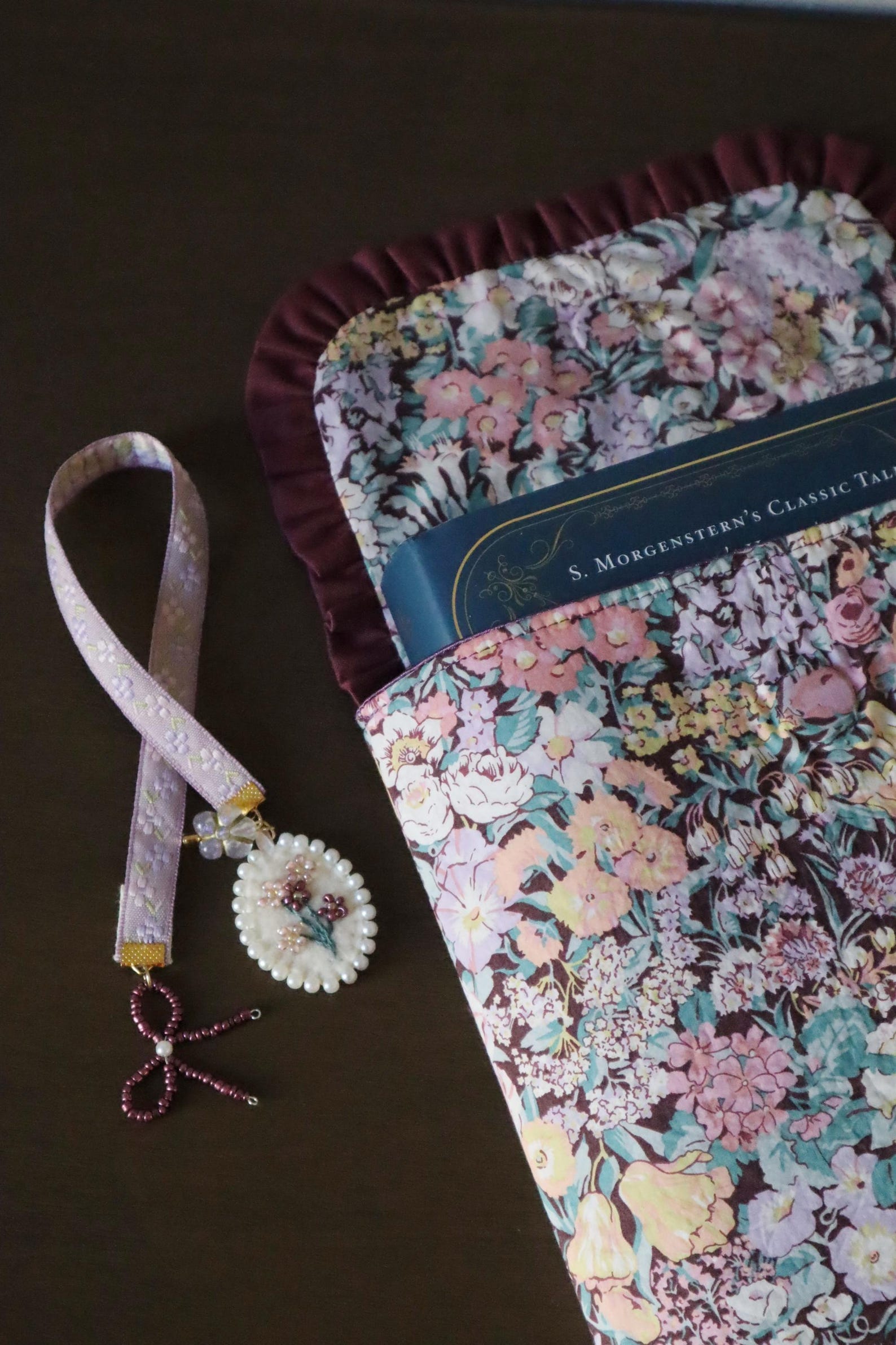 Purple Flowers Embroidered Ribbon Bookmark - Handmade - Etsy