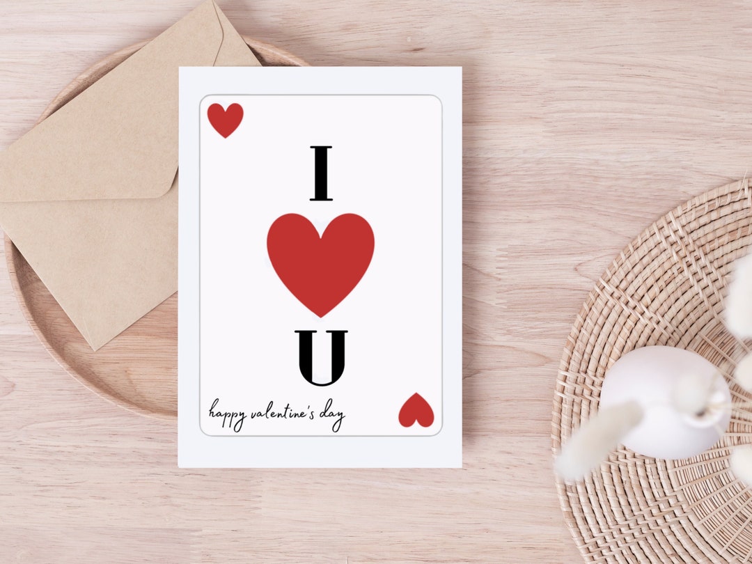 Playing Card Valentine's Day Printable Card for Him | Dad, Husband ...