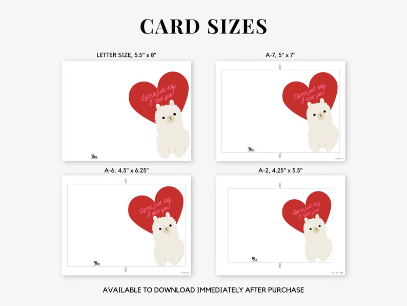 Cute Llama Valentine's Day Printable Card | Instant Digital Download - Etsy