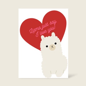 Cute Llama Valentine's Day Printable Card | Instant Digital Download - Etsy