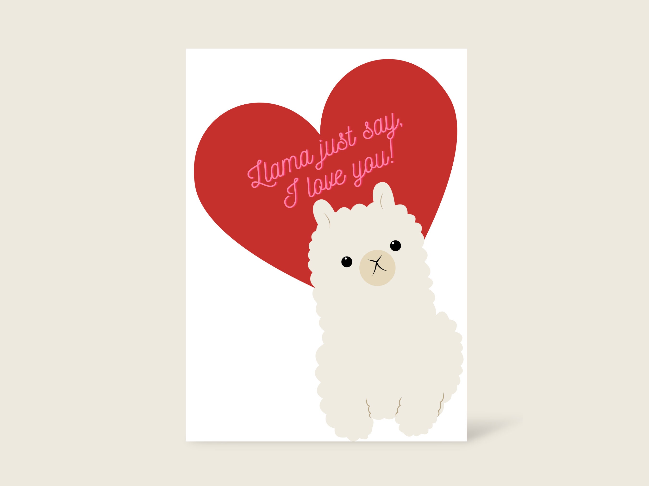 Cute Llama Valentine's Day Printable Card | Instant Digital Download - Etsy