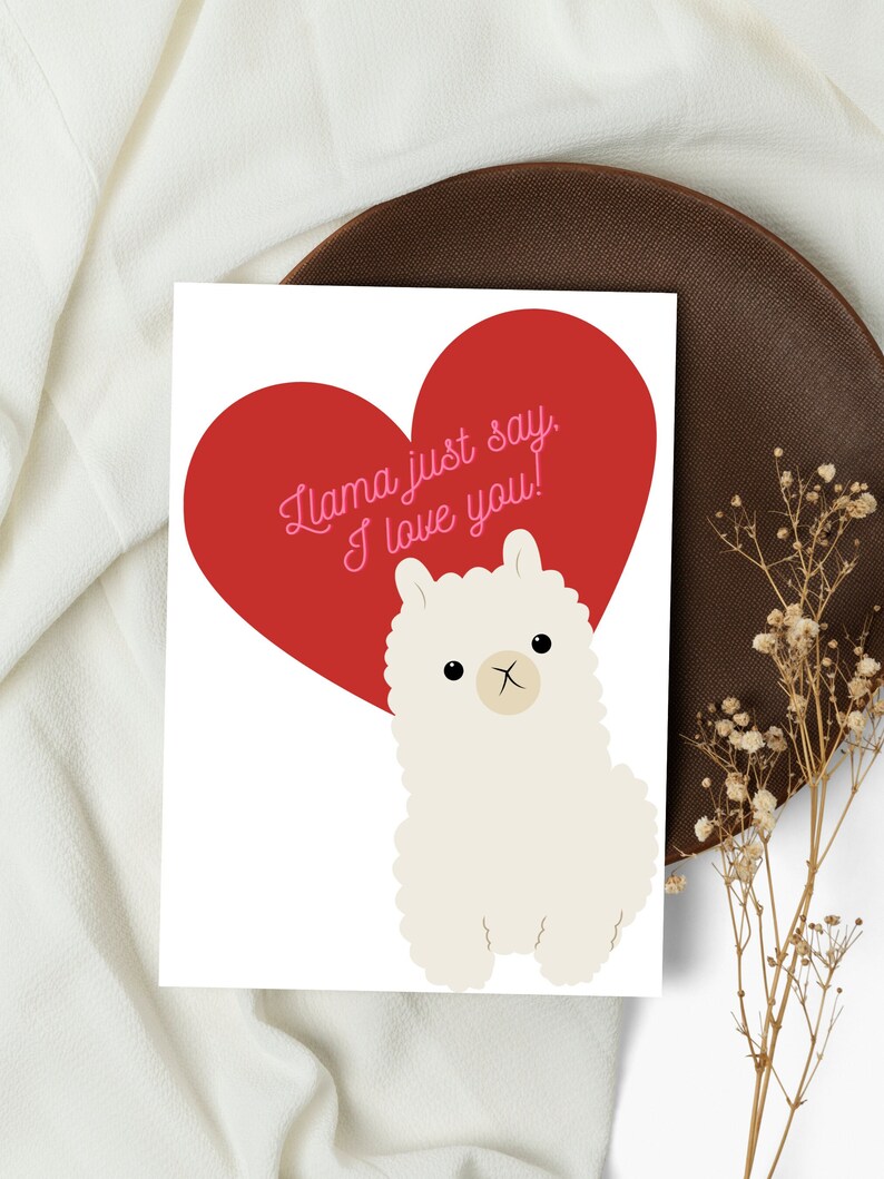 Cute Llama Valentine's Day Printable Card | Instant Digital Download - Etsy