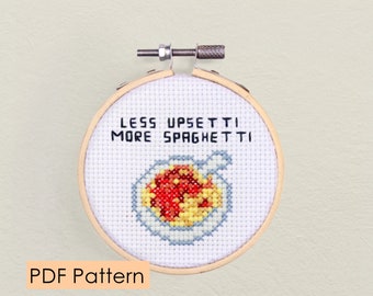Spaghetti Cross Stitch Pattern PDF Instant Download Funny - Etsy