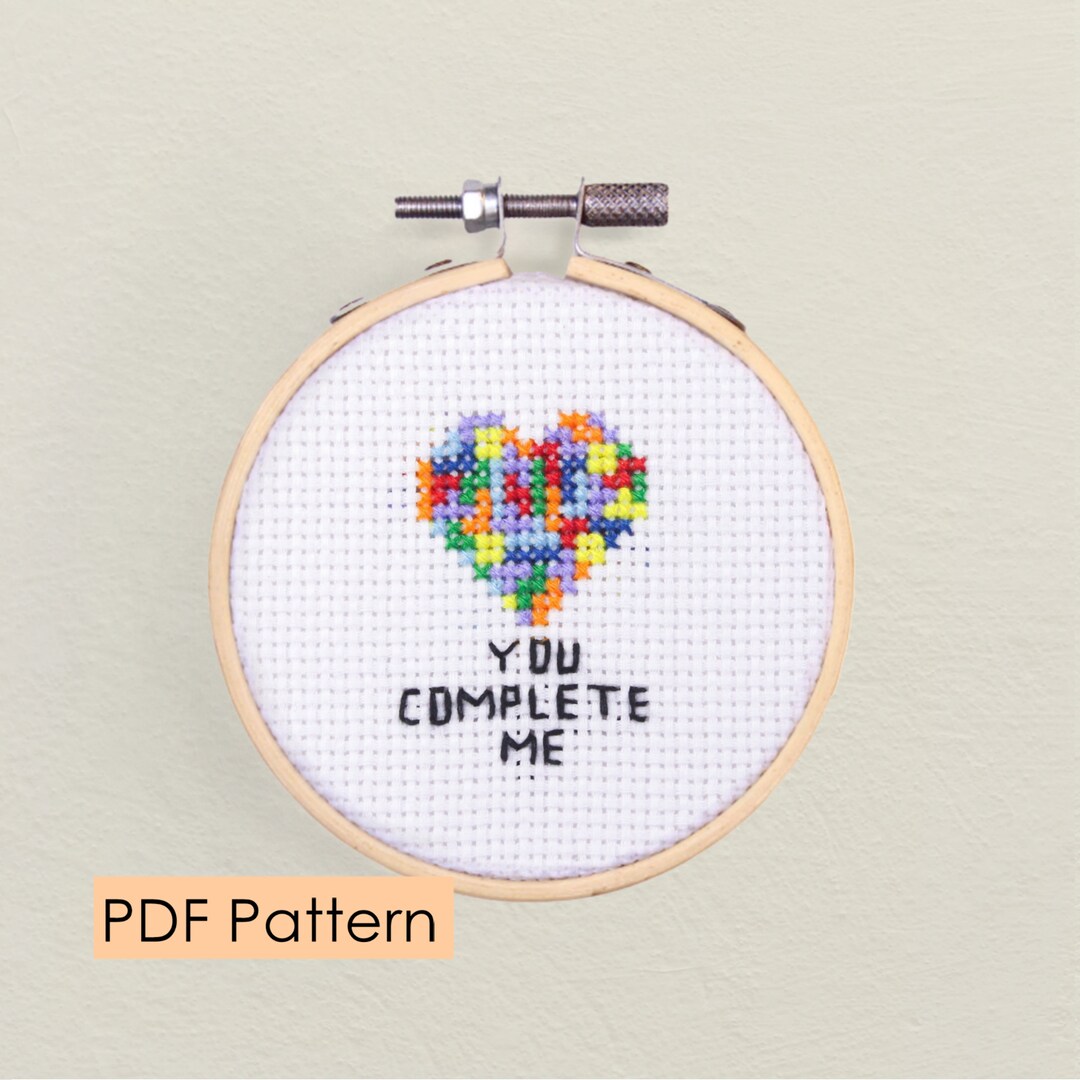 Heart Puzzle Cross Stitch Pattern PDF Download - Valentine Day - Couple ...
