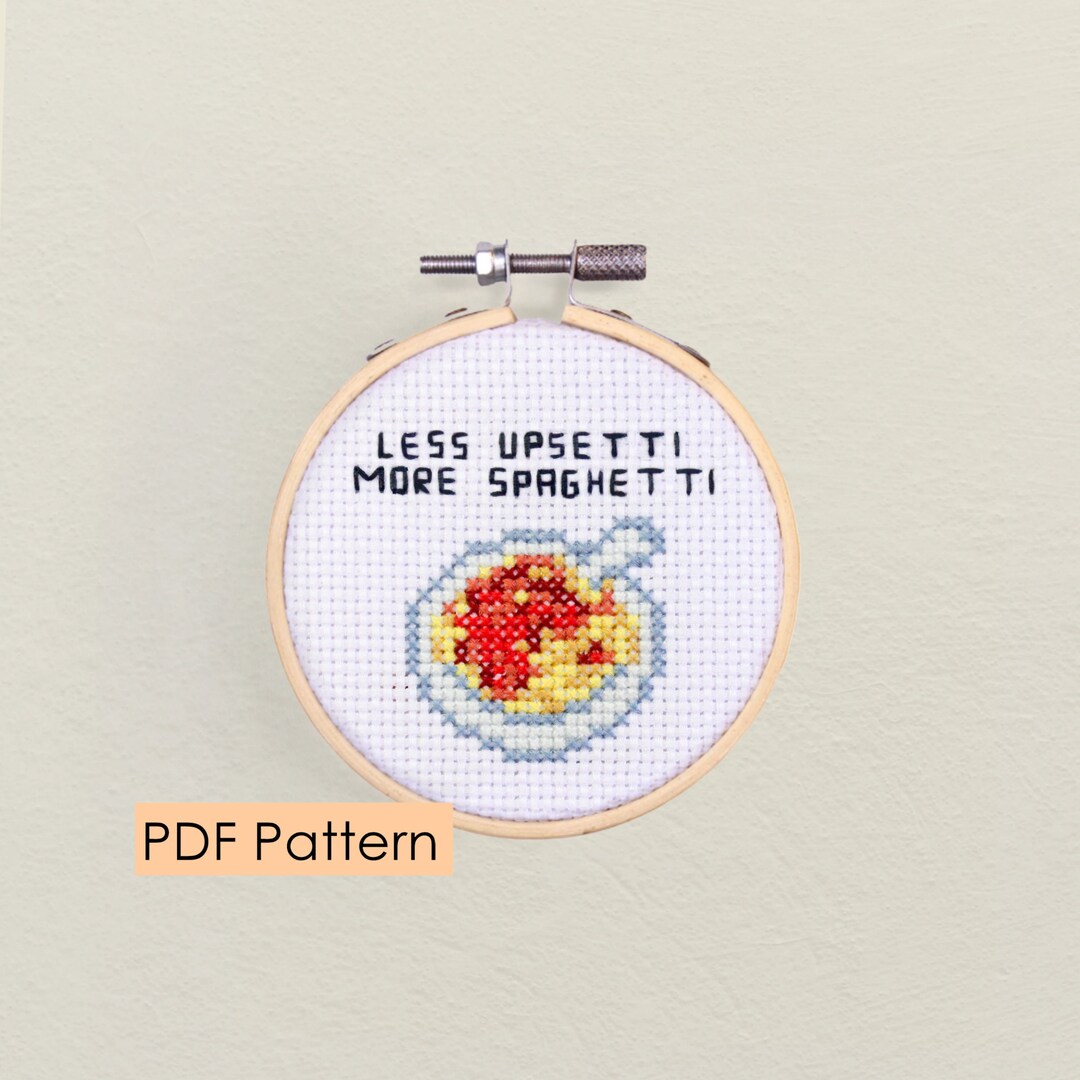 Spaghetti Cross Stitch Pattern: Funny Food Pun (PDF Pattern) - Etsy