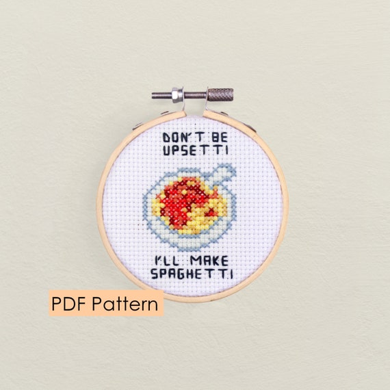 Spaghetti Cross Stitch Pattern PDF Instant Download Funny - Etsy