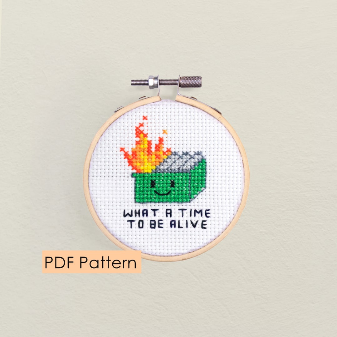 Dumpster Fire Cross Stitch Pattern PDF Download - This is Fine - Funny ...