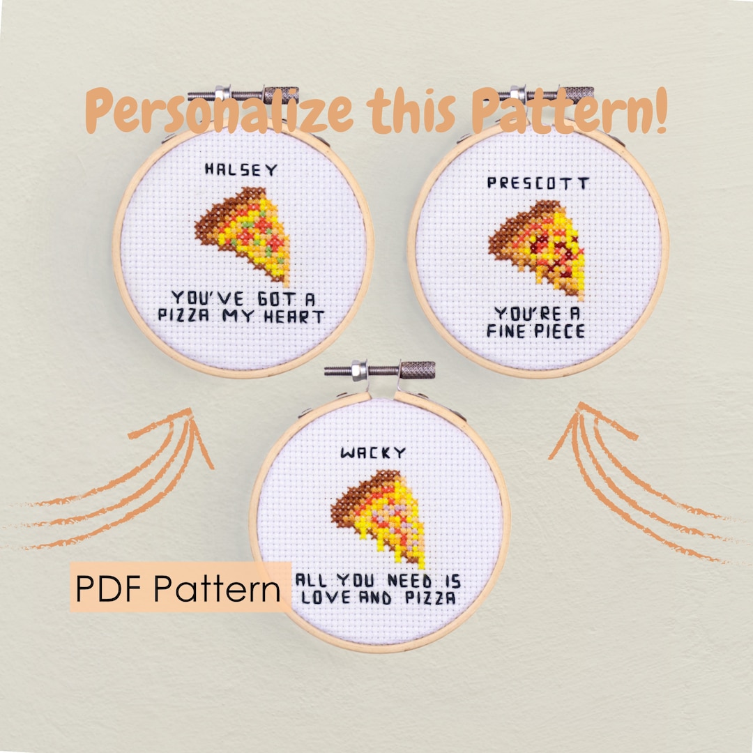 Pizza Cross Stitch Pattern Bundle: Funny Pun Food (PDF Instant Download ...