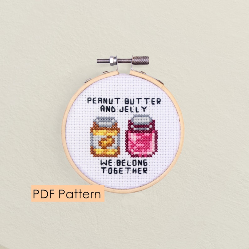 Peanut Butter and Jelly Cross Stitch Pattern PDF - Digital Download ...
