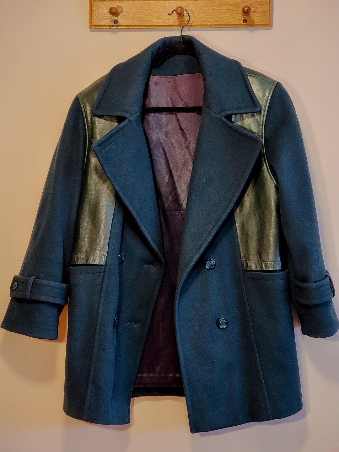 Jacob Crowley Brettons Collection Wool and Leather Vintage Coat 80s - Etsy
