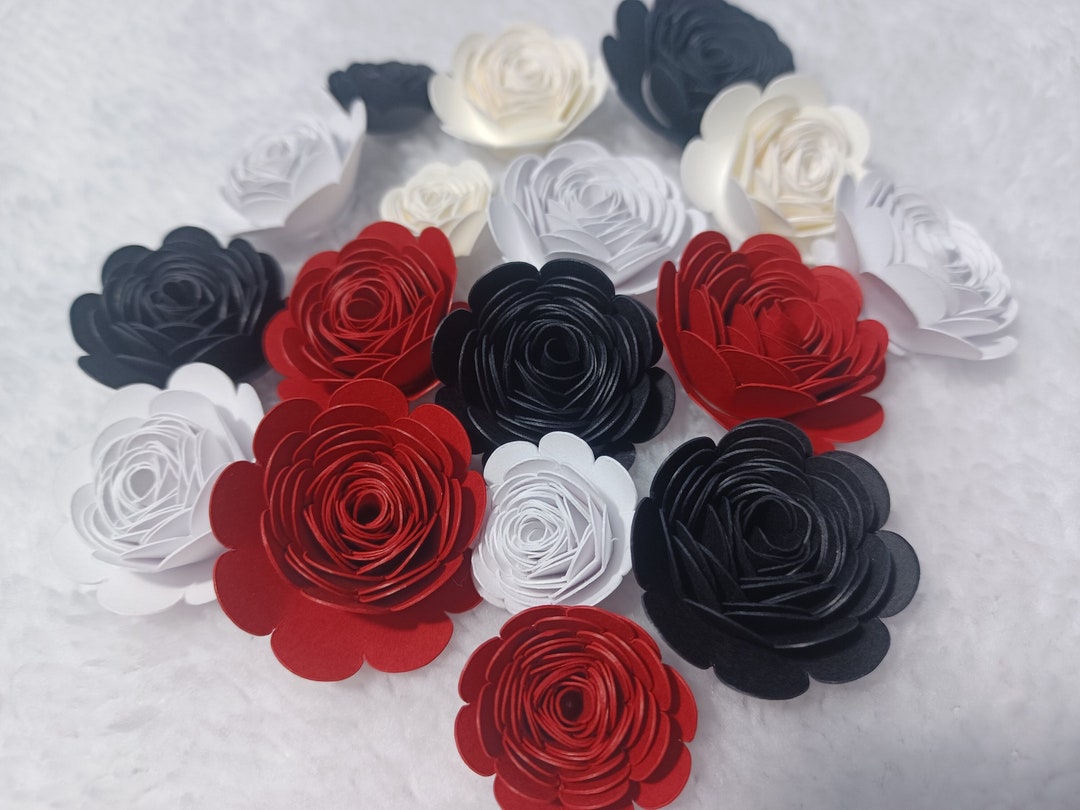 Rolled Paper Flowers. ASSORTED Black-red-white. Sizes 1, 1.5 & 2 - Etsy