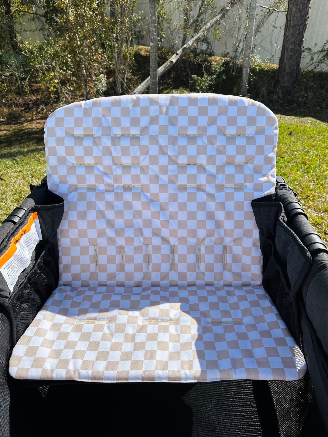 Beige and White Checker Seat Covers for the Wonderfold Wagon Stroller ...