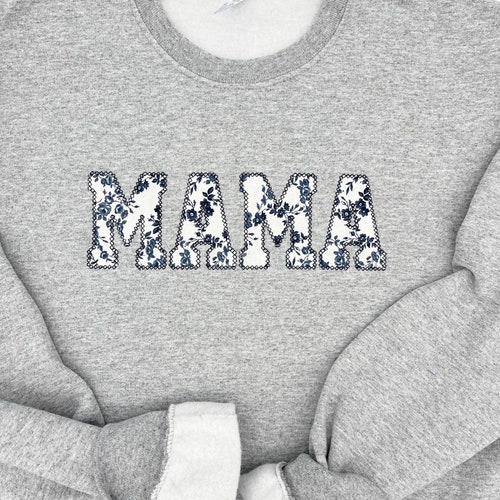 Mama Sweatshirt Gift Fall Apparel blue Floral Mama Shirt - Etsy