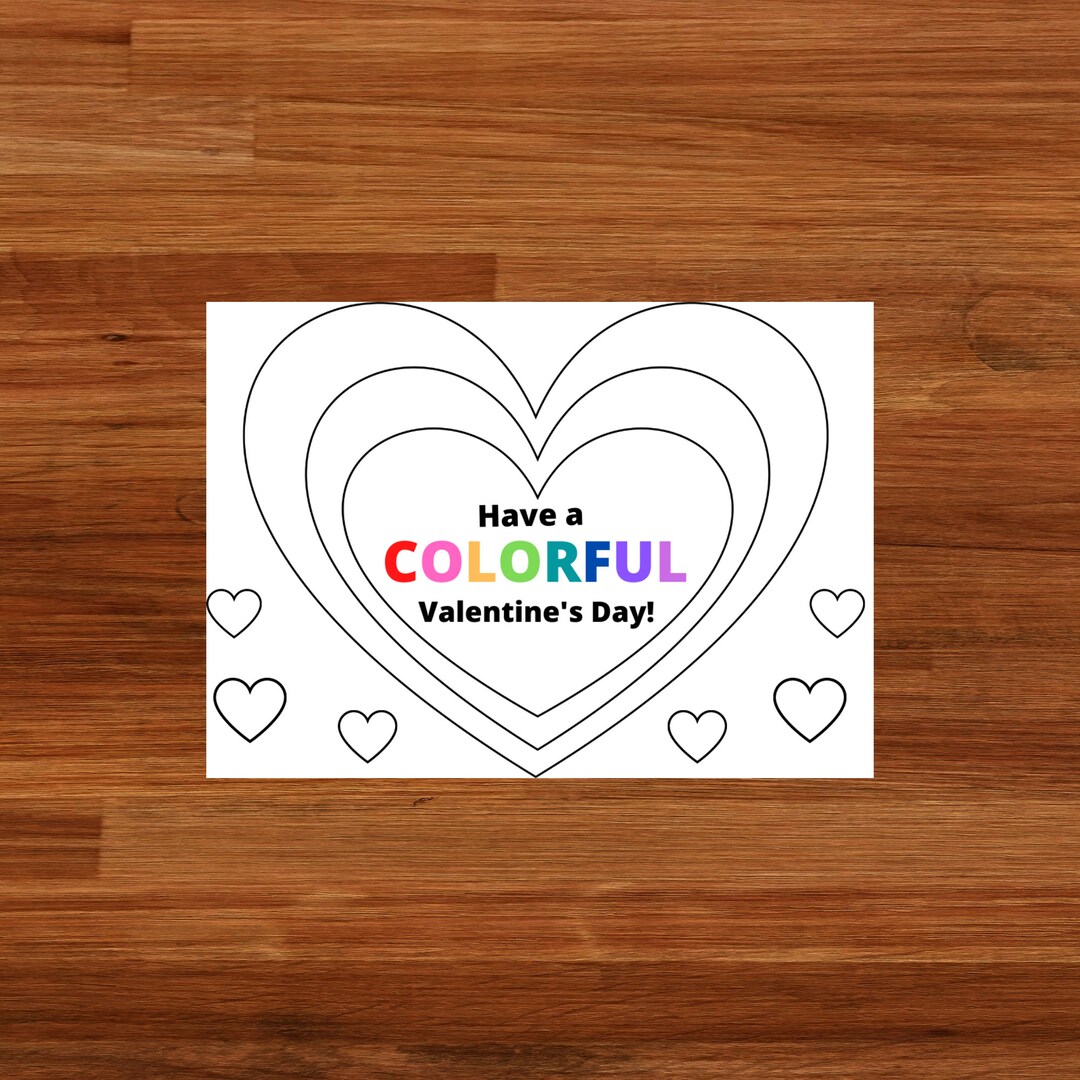 Kid's Valentine Coloring Sheet/heart Valentine/color Your Own Printable ...