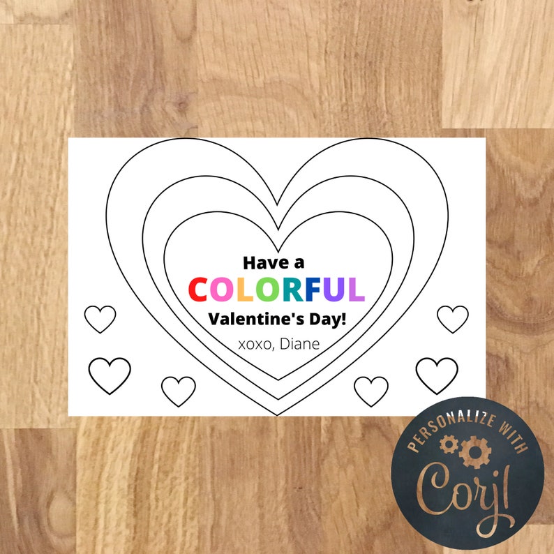 Heart Valentine's Classroom Cards, Color Your Own Kids Valentines ...