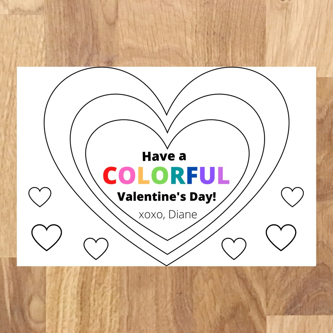Heart Valentine's Classroom Cards, Color Your Own Kids Valentines ...
