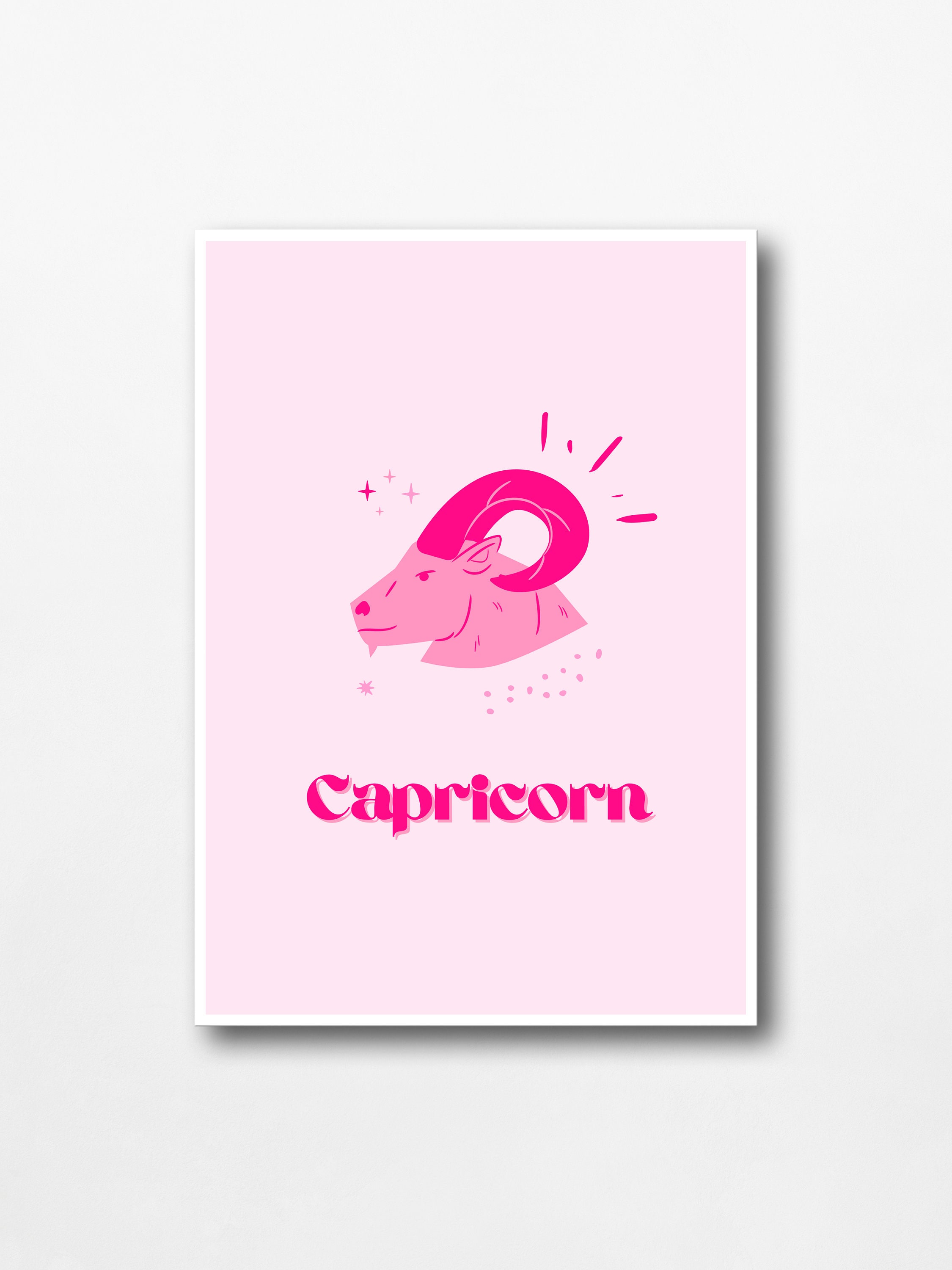 Capricorn Zodiac Sign Wall Art, Pink Wall Art, Preppy Room Decor ...