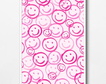 Pink Wall Art Print, Preppy Room Decor, Abstract Pink Art, Digital ...